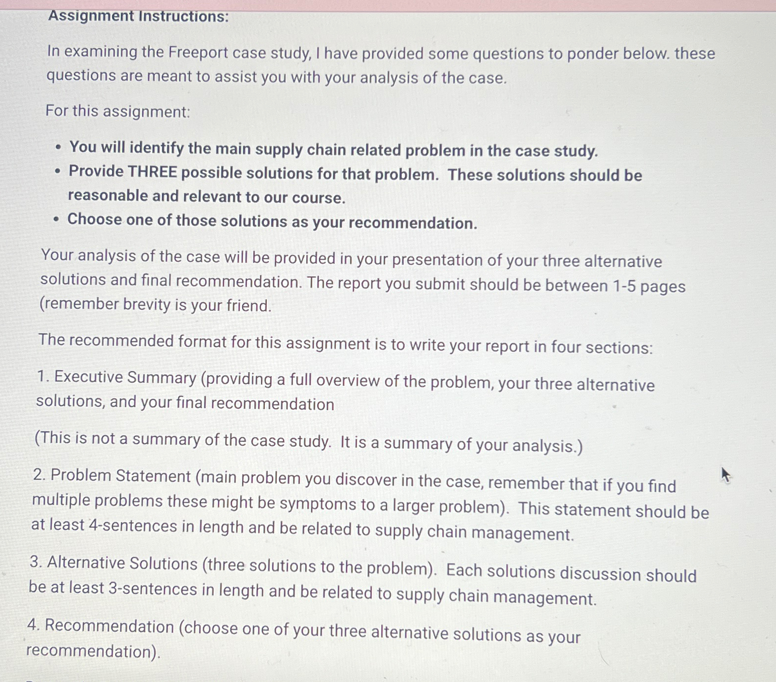 Solved Assignment Instructions:In examining the Freeport | Chegg.com