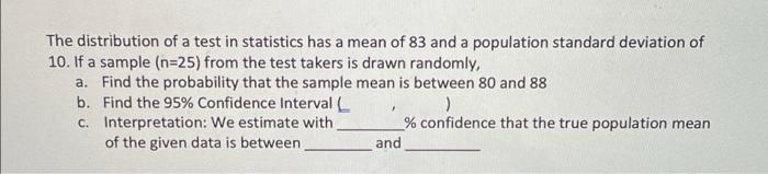 Solved The distribution of a test in statistics has a mean | Chegg.com