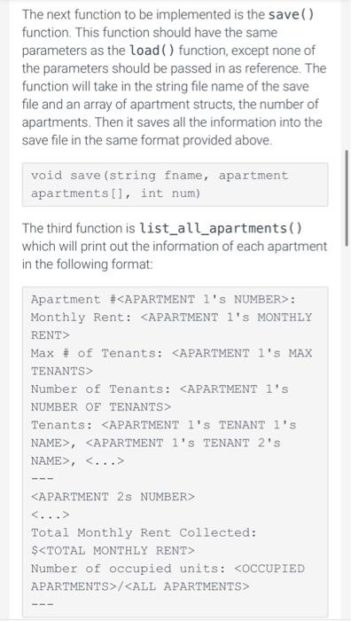 Solved Write a program that manages the apartments in an | Chegg.com