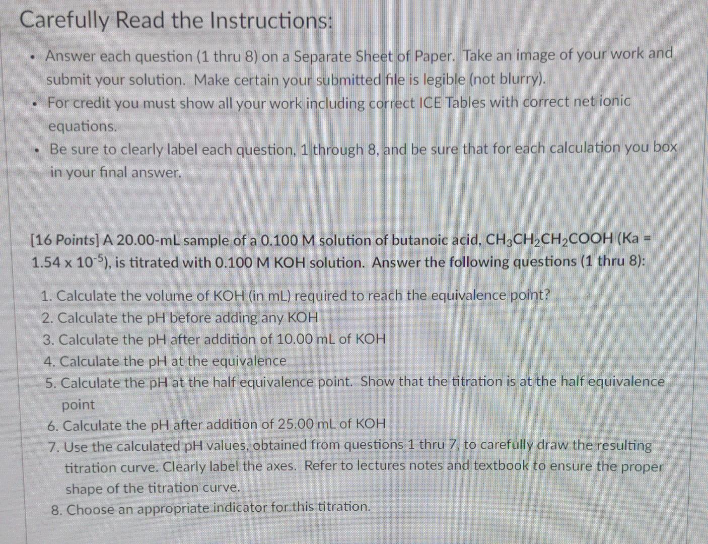 Solved Carefully Read the Instructions: - Answer each | Chegg.com