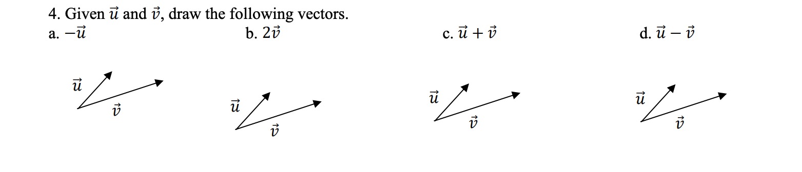 Solved Given vec(u) ﻿and vec(v), ﻿draw the following | Chegg.com