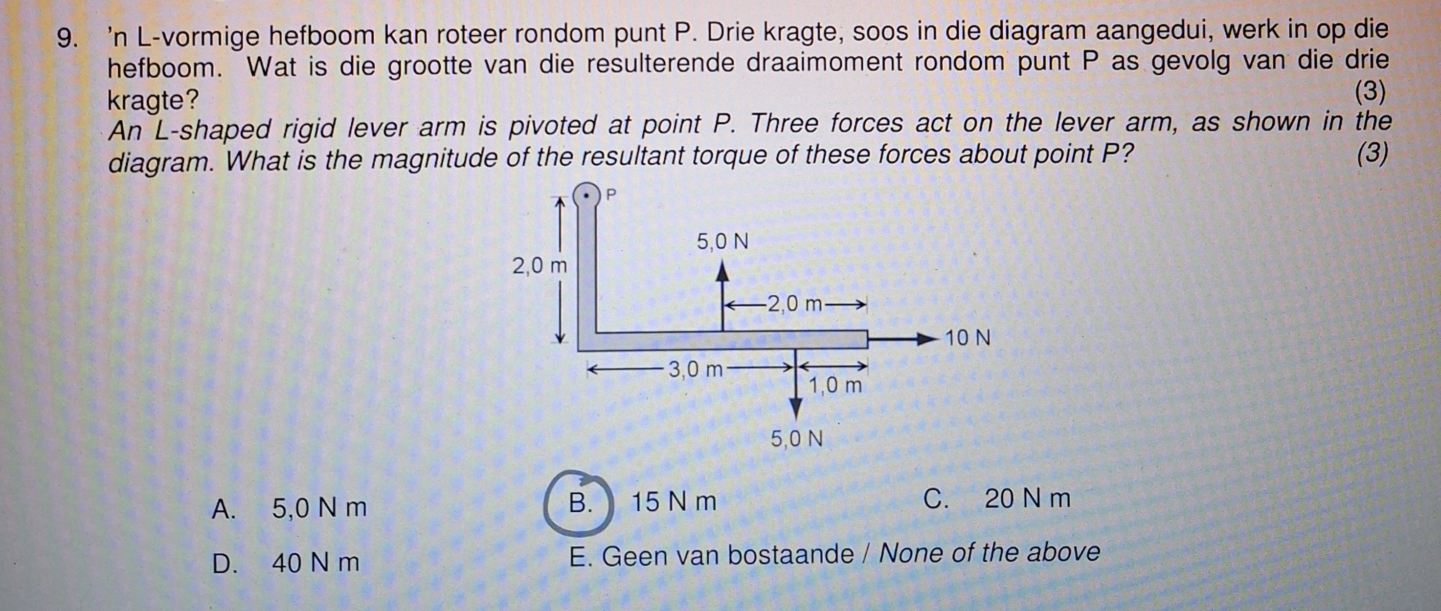 Solved 'n L-vormige hefboom kan roteer rondom punt P. ﻿Drie | Chegg.com