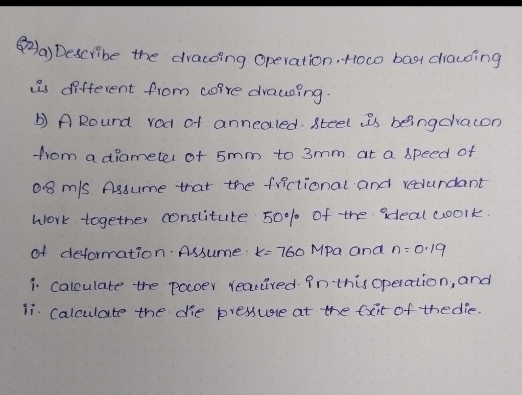 Solved (2) a) Describe the drawing Operation. How bar | Chegg.com