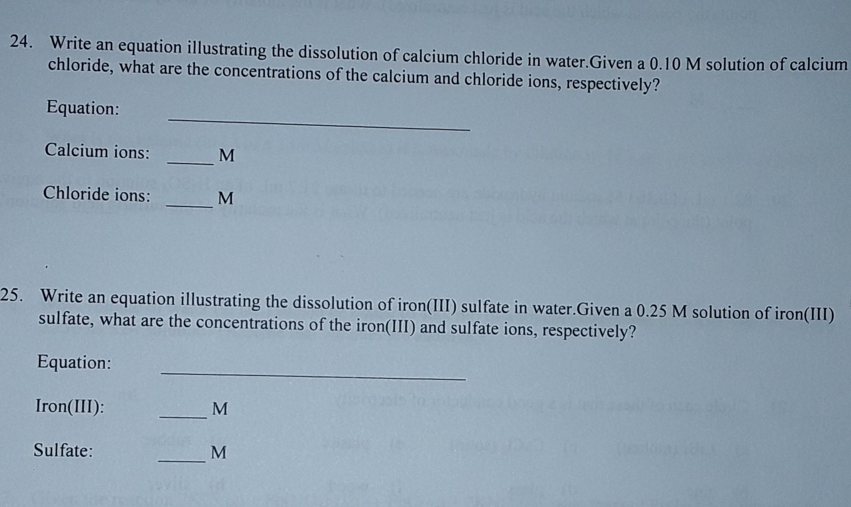 Solved 24. Write an equation illustrating the dissolution of | Chegg.com