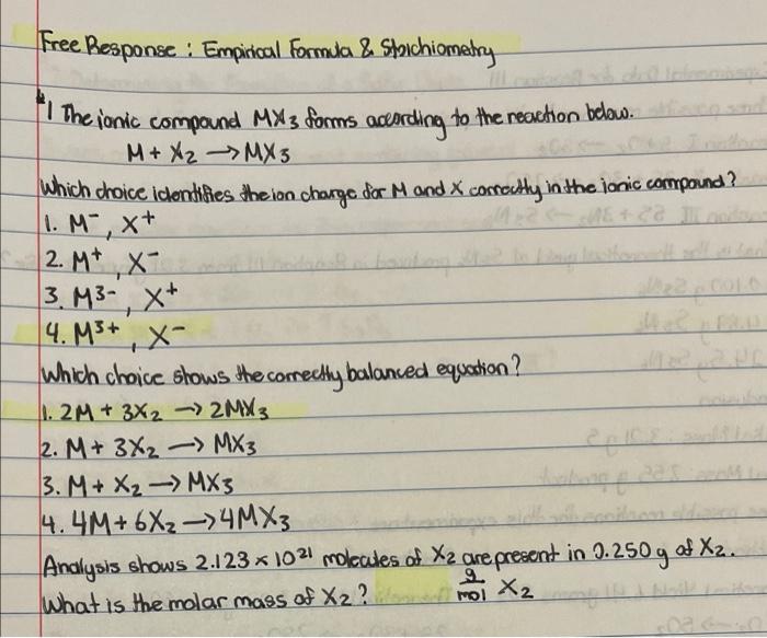 Solved Analysis shows 2.123x1021 molecules of X2 are present | Chegg.com