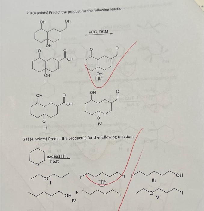 Solved 20) (4 points) Predict the product for the following | Chegg.com