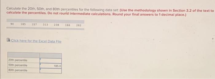 Solved Calculate the 20th, 50th, and 80th percentiles for | Chegg.com
