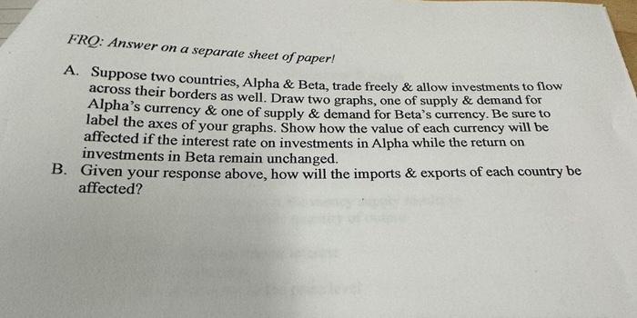 Solved FRQ: Answer on a separate sheet of paper! A. Suppose | Chegg.com