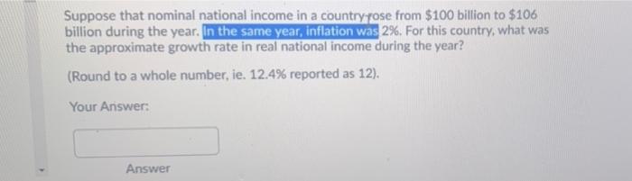 Solved Suppose that nominal national income in a country | Chegg.com