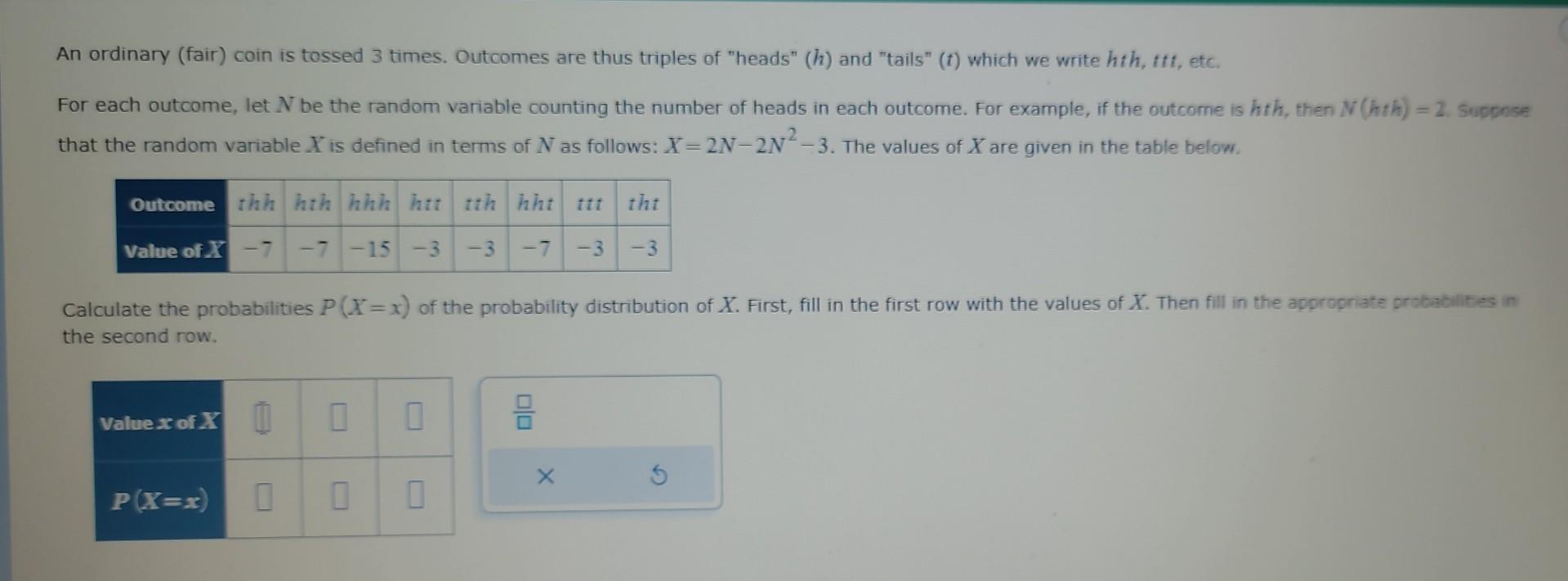 Solved An ordinary (fair) coin is tossed 3 times. Outcomes | Chegg.com