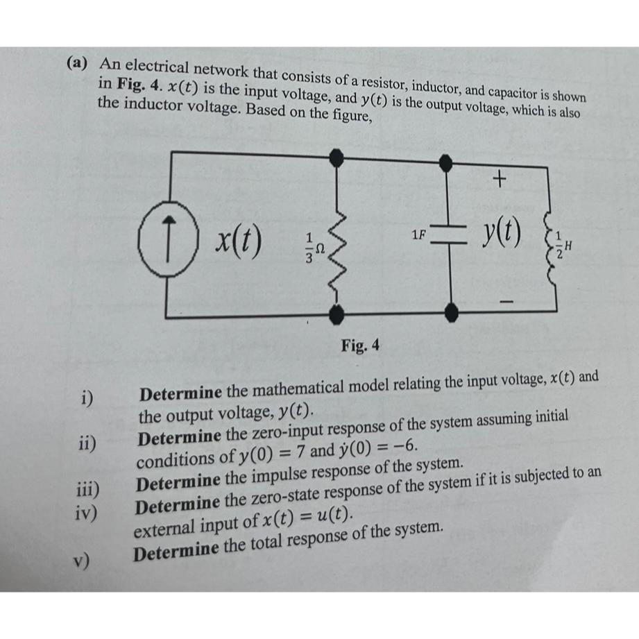 Solved (a) ﻿An electrical network that consists of a | Chegg.com