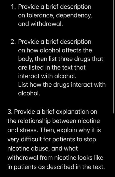 Solved 1. Provide a brief description on tolerance, | Chegg.com