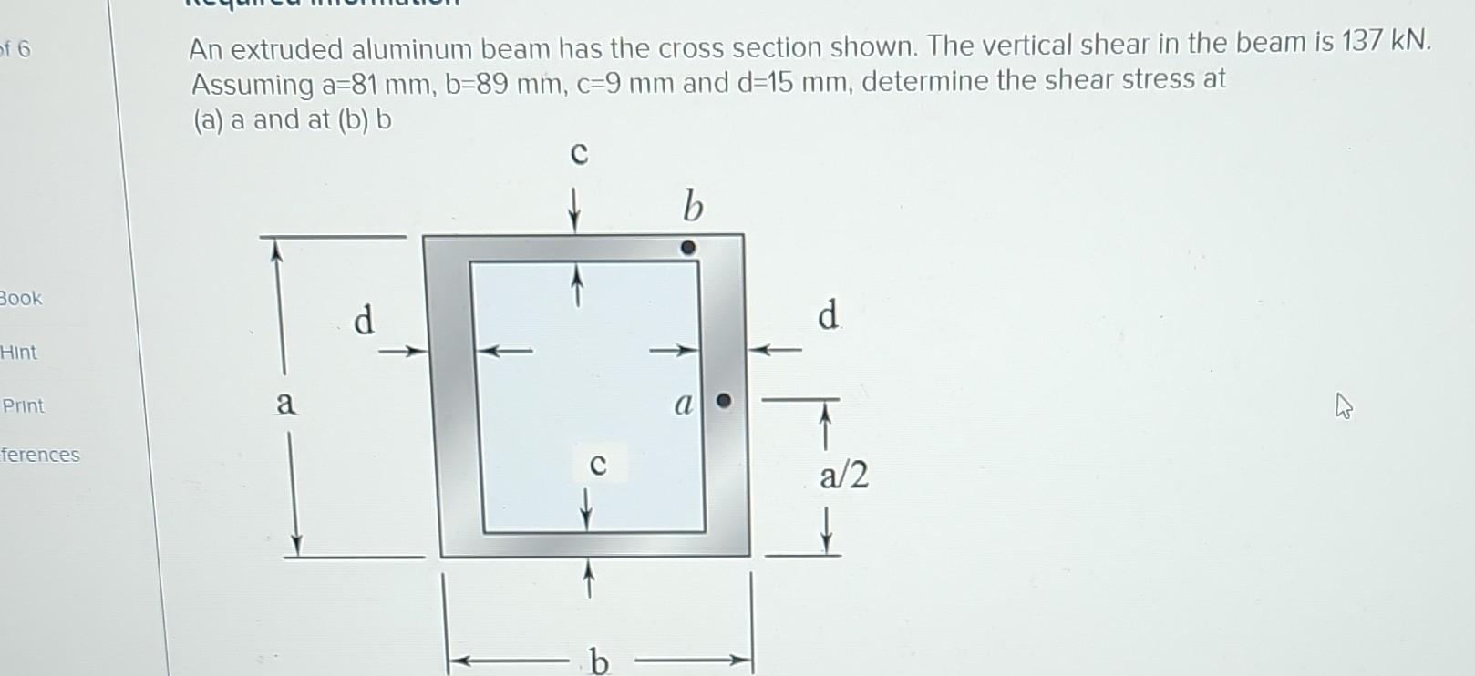 Solved An extruded aluminum beam has the cross section | Chegg.com