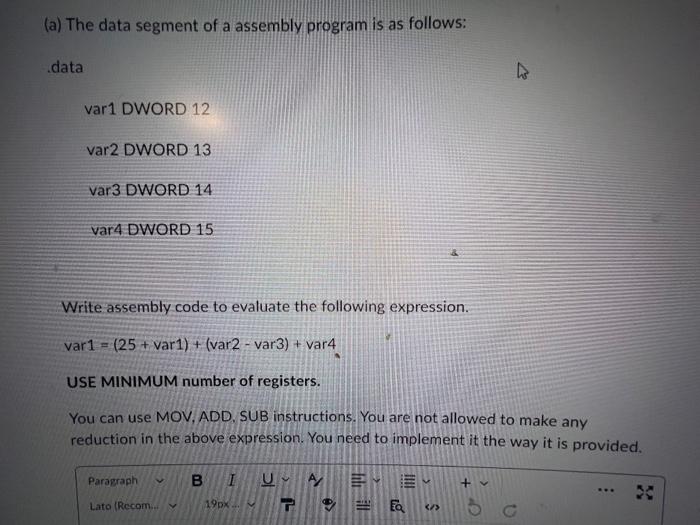 Solved Var1 Dword 12 Var2 Dword 13 Var3 Dword 14 Var4 Dword 