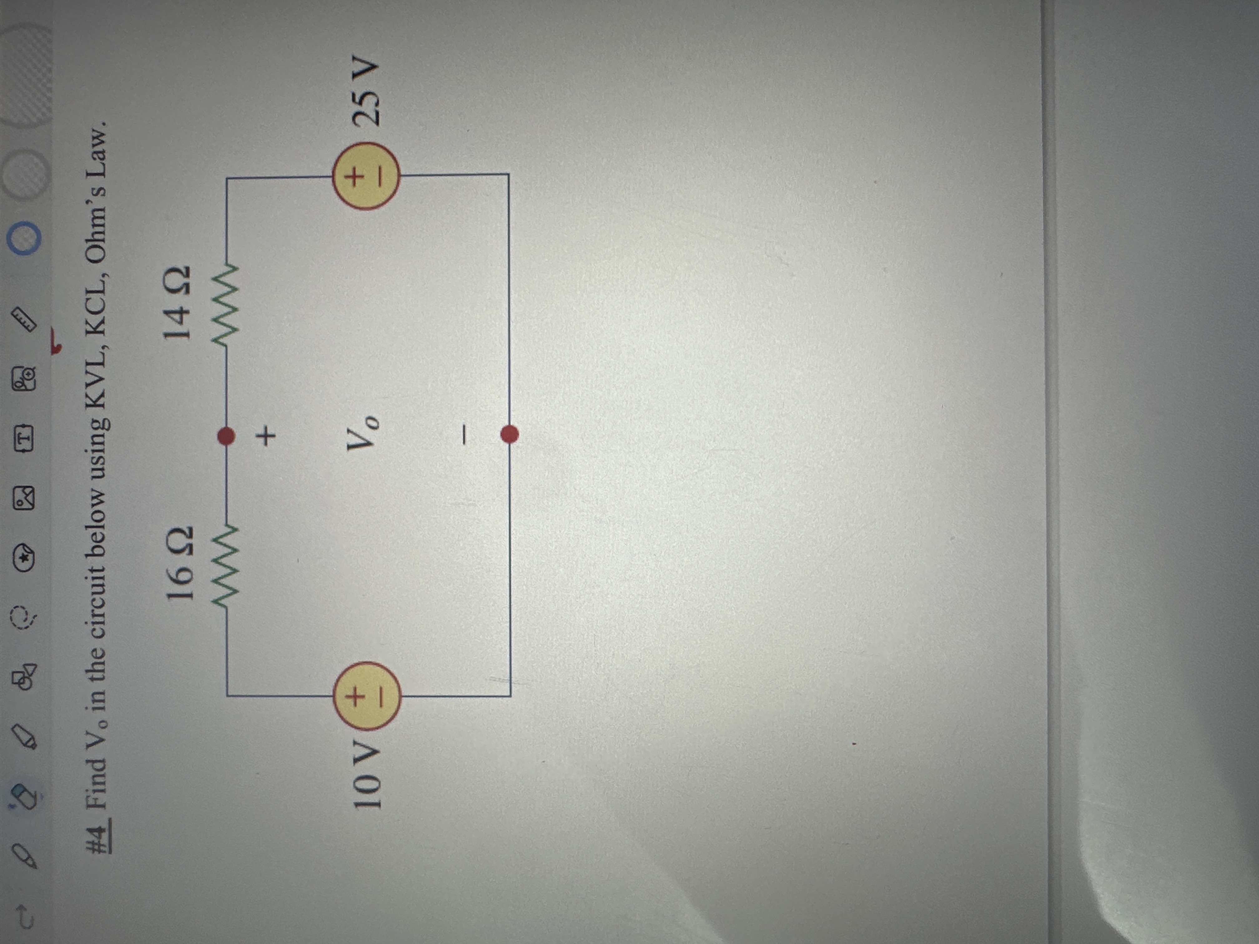 Solved #4 ﻿Find V0 ﻿in the circuit below using KVL, ﻿KCL, | Chegg.com
