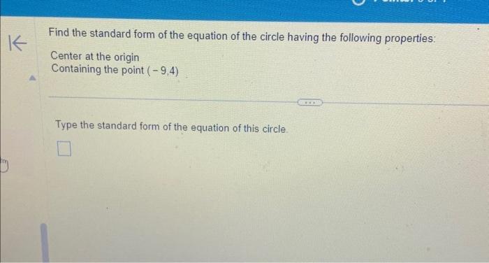 Solved Find the standard form of the equation of the circle | Chegg.com
