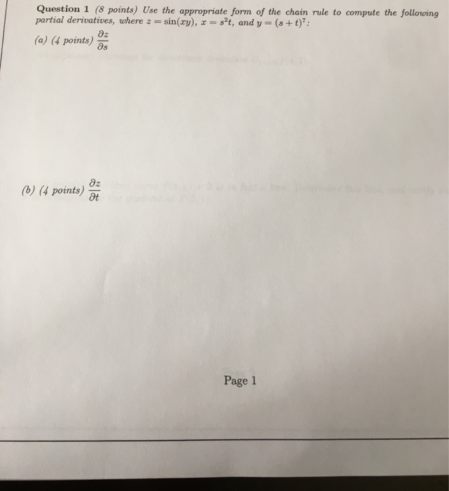 Solved Question 1 (8 points) Use the appropriate form of the | Chegg.com