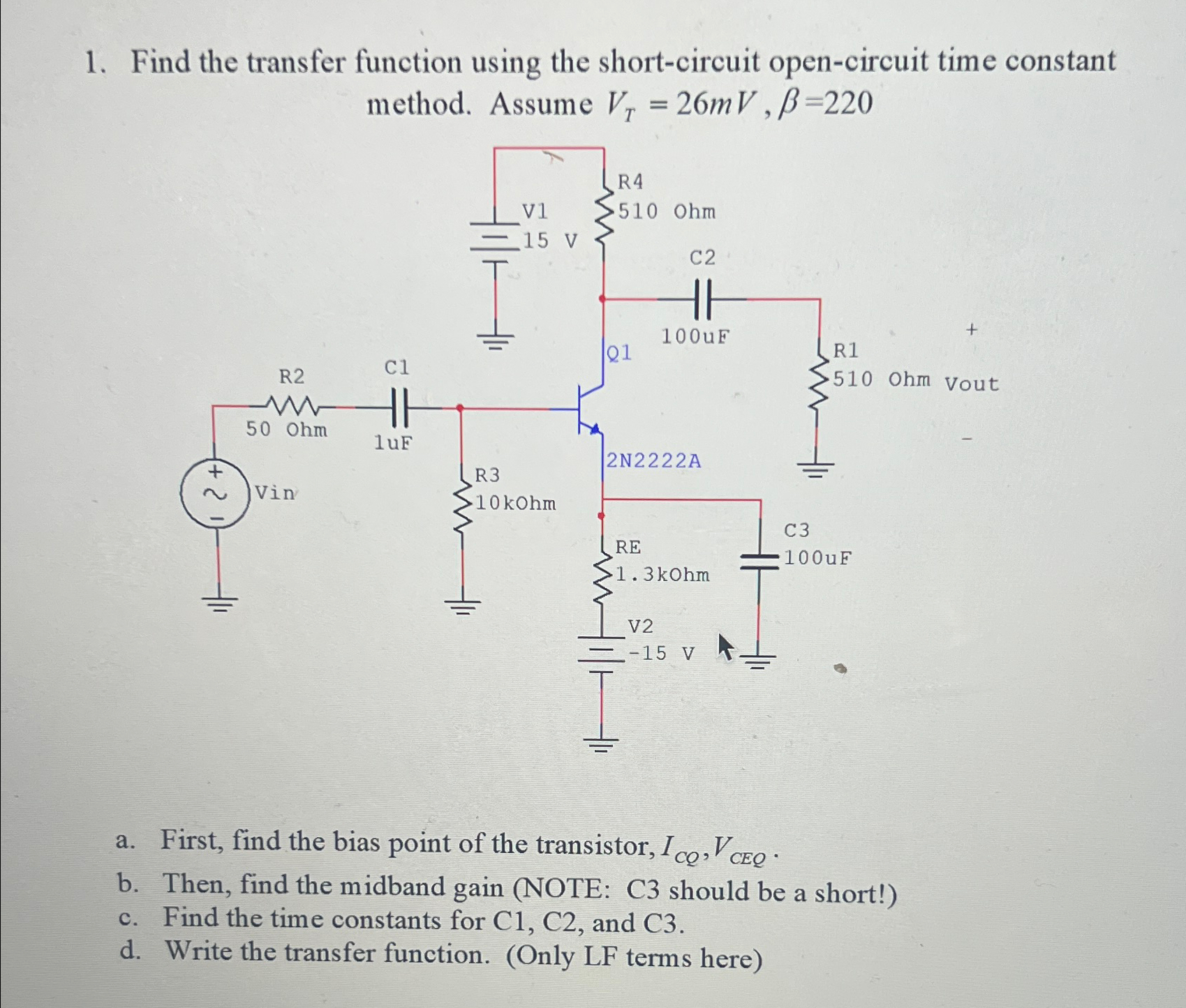 Solved Find the transfer function using the short-circuit | Chegg.com