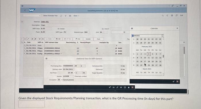 Given the displayed Stock Requirements/Planning | Chegg.com