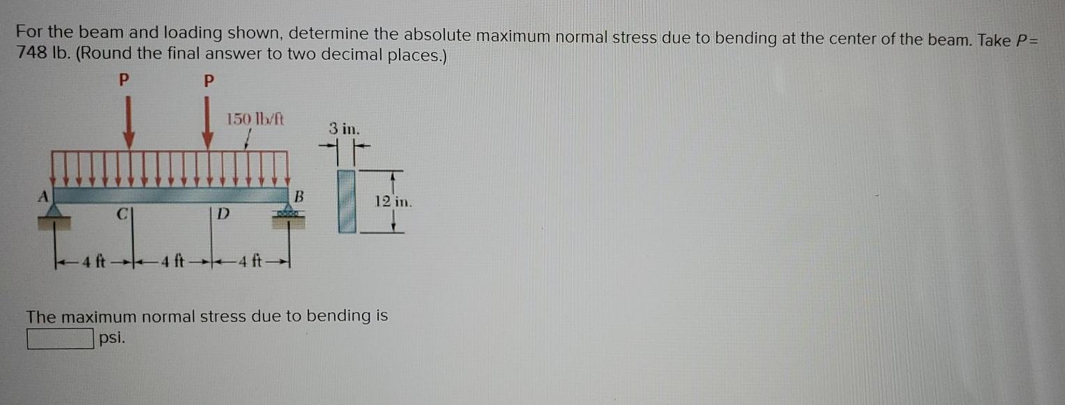Solved For the beam and loading shown, determine the | Chegg.com