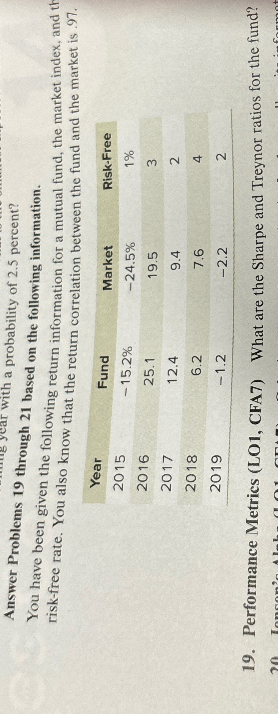 Solved Answer Problems 19 ﻿through with a probability of 2.5 | Chegg.com