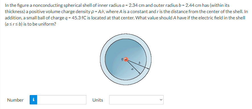 Solved In the figure a nonconducting spherical shell of | Chegg.com