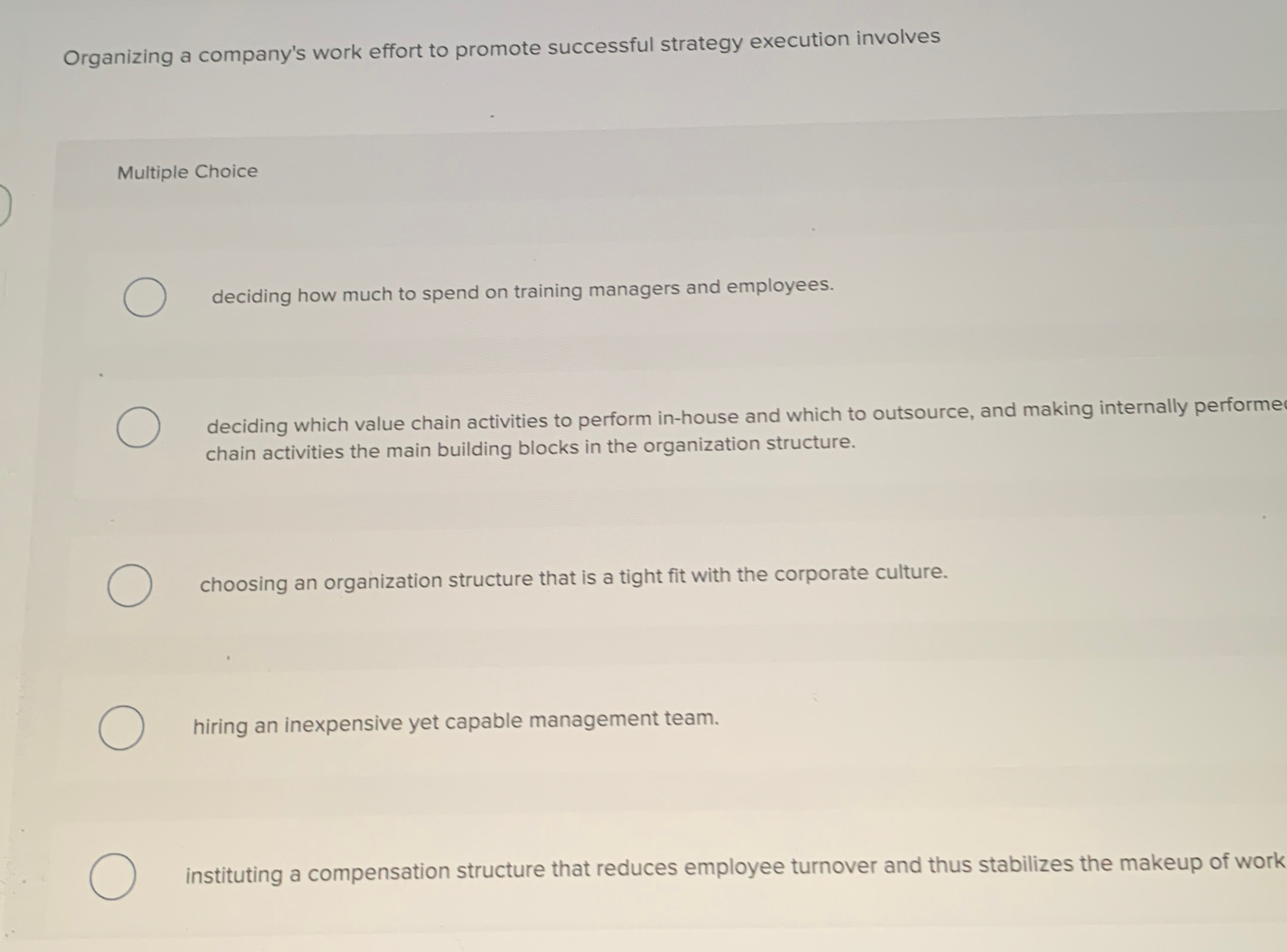 Solved Organizing a company's work effort to promote | Chegg.com