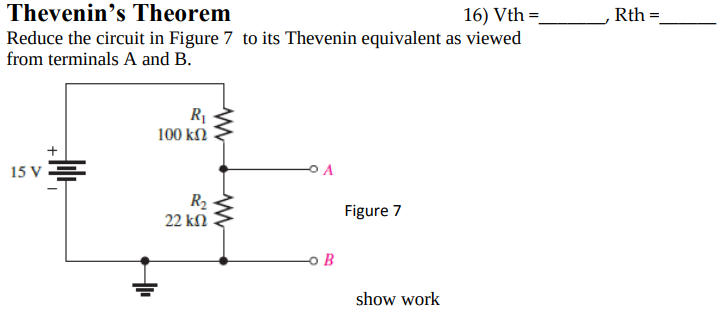 Solved Thevenin's TheoremVth=,, ﻿Rth =Reduce the circuit in | Chegg.com