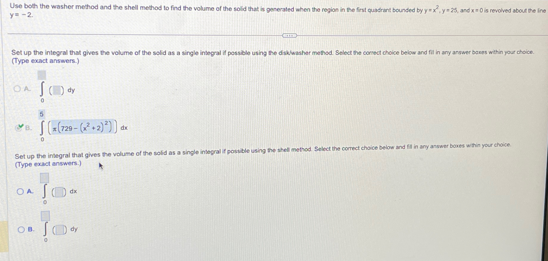 Solved Use both the washer method and the shell method to | Chegg.com