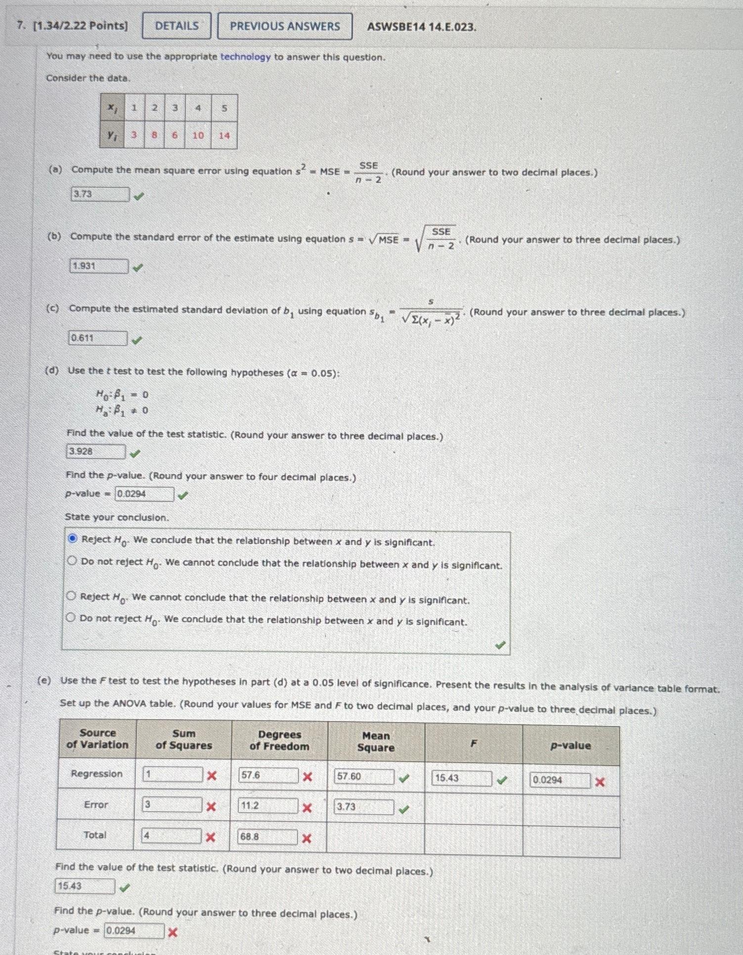 Solved Points]ASWSBE14 14.E.023.You may need to use the | Chegg.com
