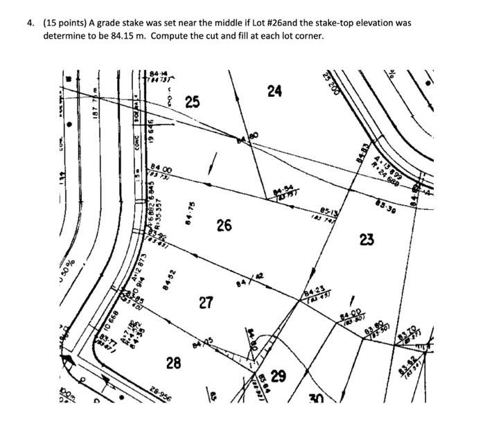 Solved 4. (15 points) A grade stake was set near the middle | Chegg.com