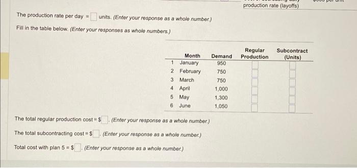 Solved The production rate per day = units. (Enter your | Chegg.com