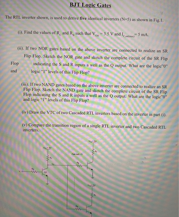 BJT Logic Gates The RTL inverter shown, is used to | Chegg.com