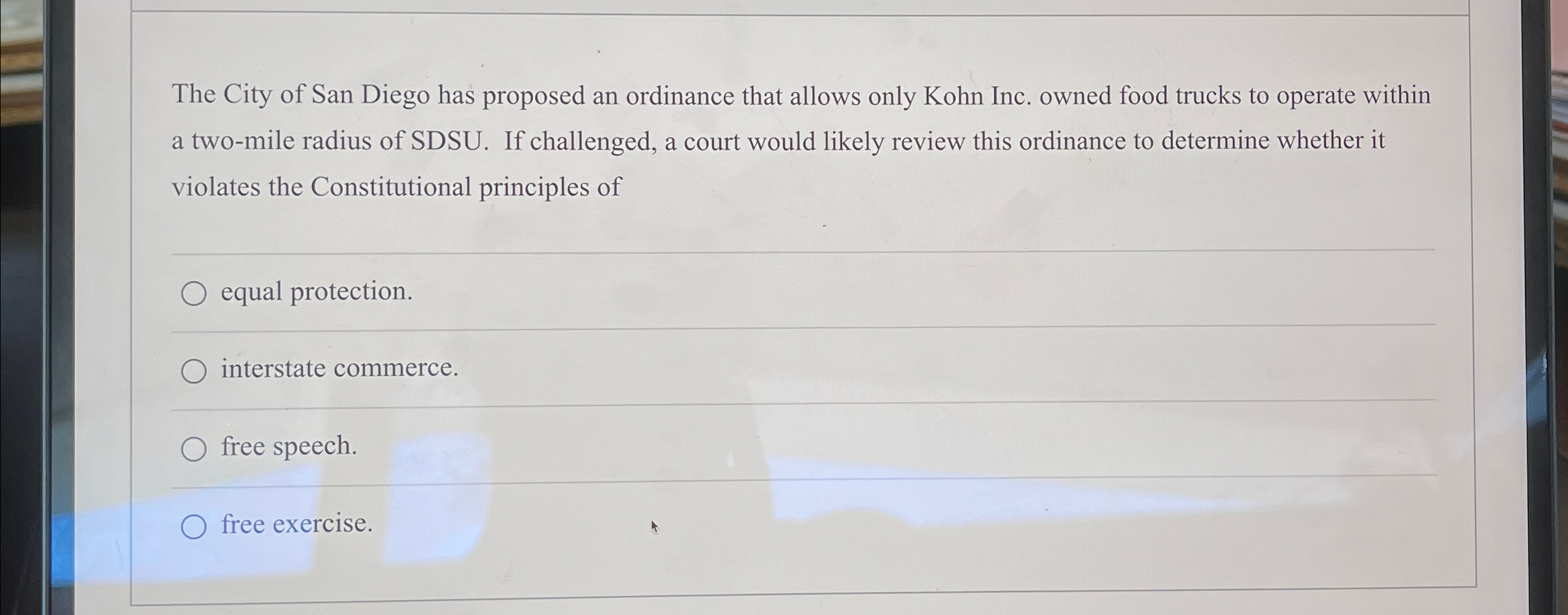 Solved The City of San Diego has proposed an ordinance that | Chegg.com