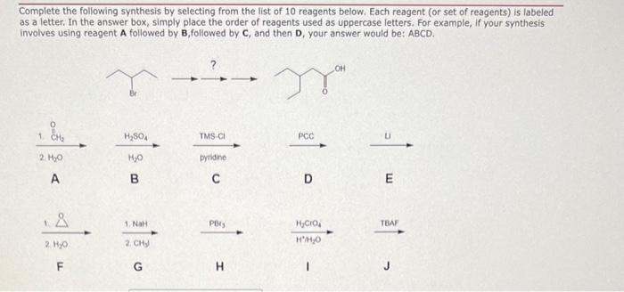 Solved Complete the following synthesis by selecting from | Chegg.com
