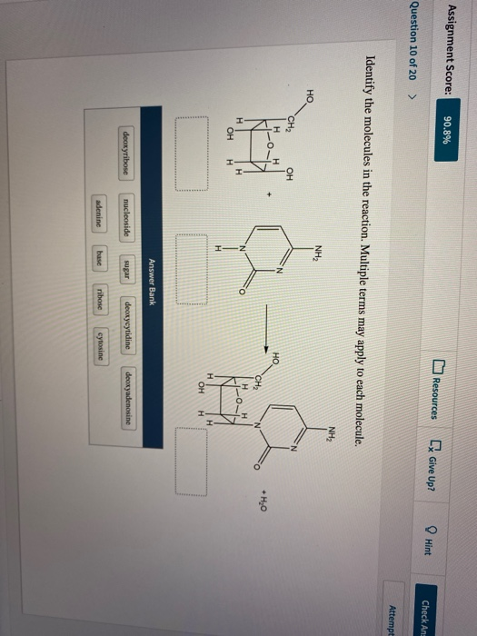 Solved Assignment Score: 90.8% Resources [ Give Up? Hint | Chegg.com