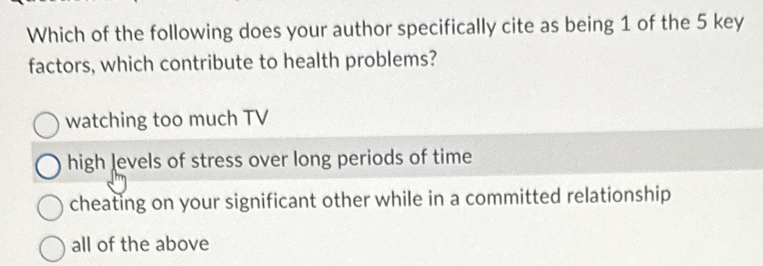 Solved Which of the following does your author specifically | Chegg.com