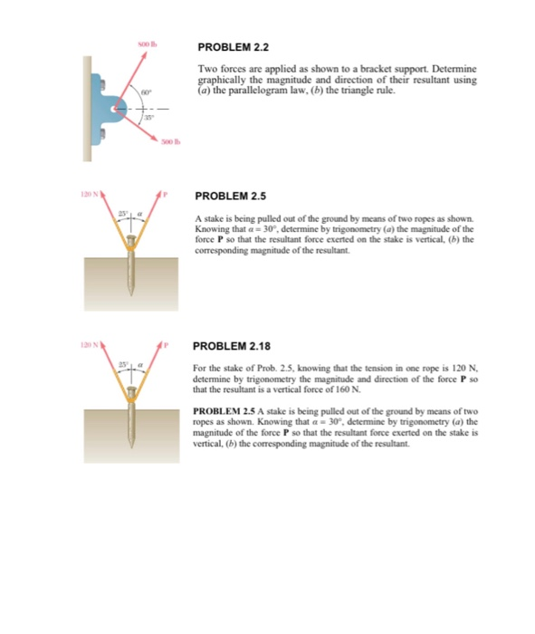 Solved PROBLEM 2.2 Two forces are applied as shown to a | Chegg.com