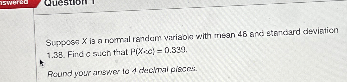 Solved Suppose x ﻿is a normal random variable with mean 46 | Chegg.com