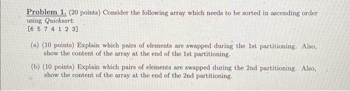 Solved Problem 1. ( 20 points) Consider the following array | Chegg.com