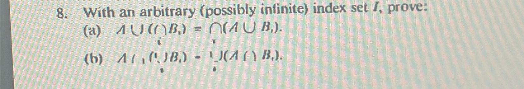 Solved With an arbitrary (possibly infinite) ﻿index set I, | Chegg.com