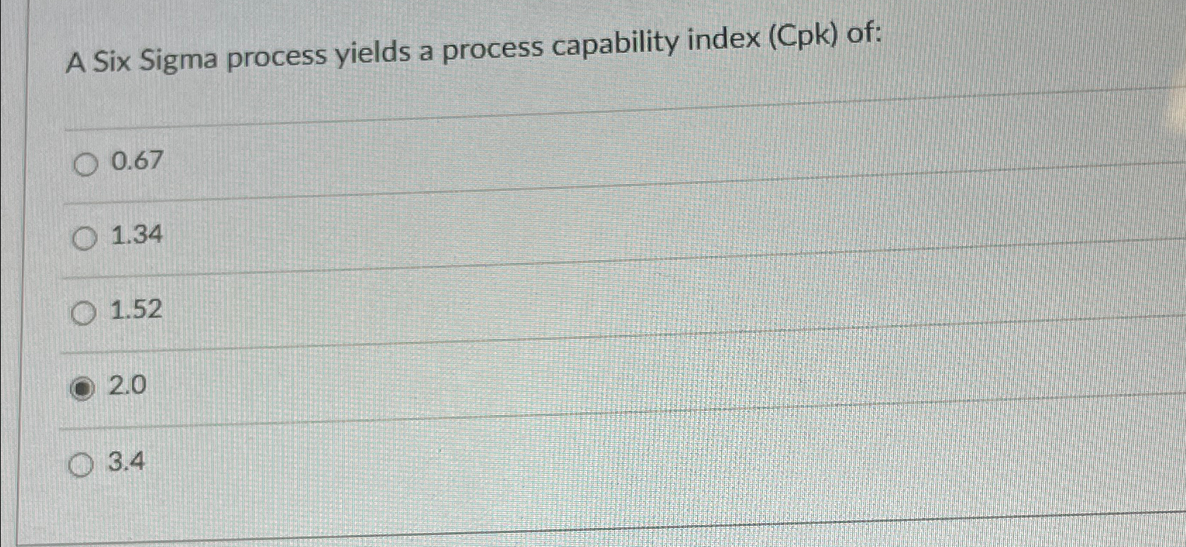 Solved A Six Sigma process yields a process capability index | Chegg.com