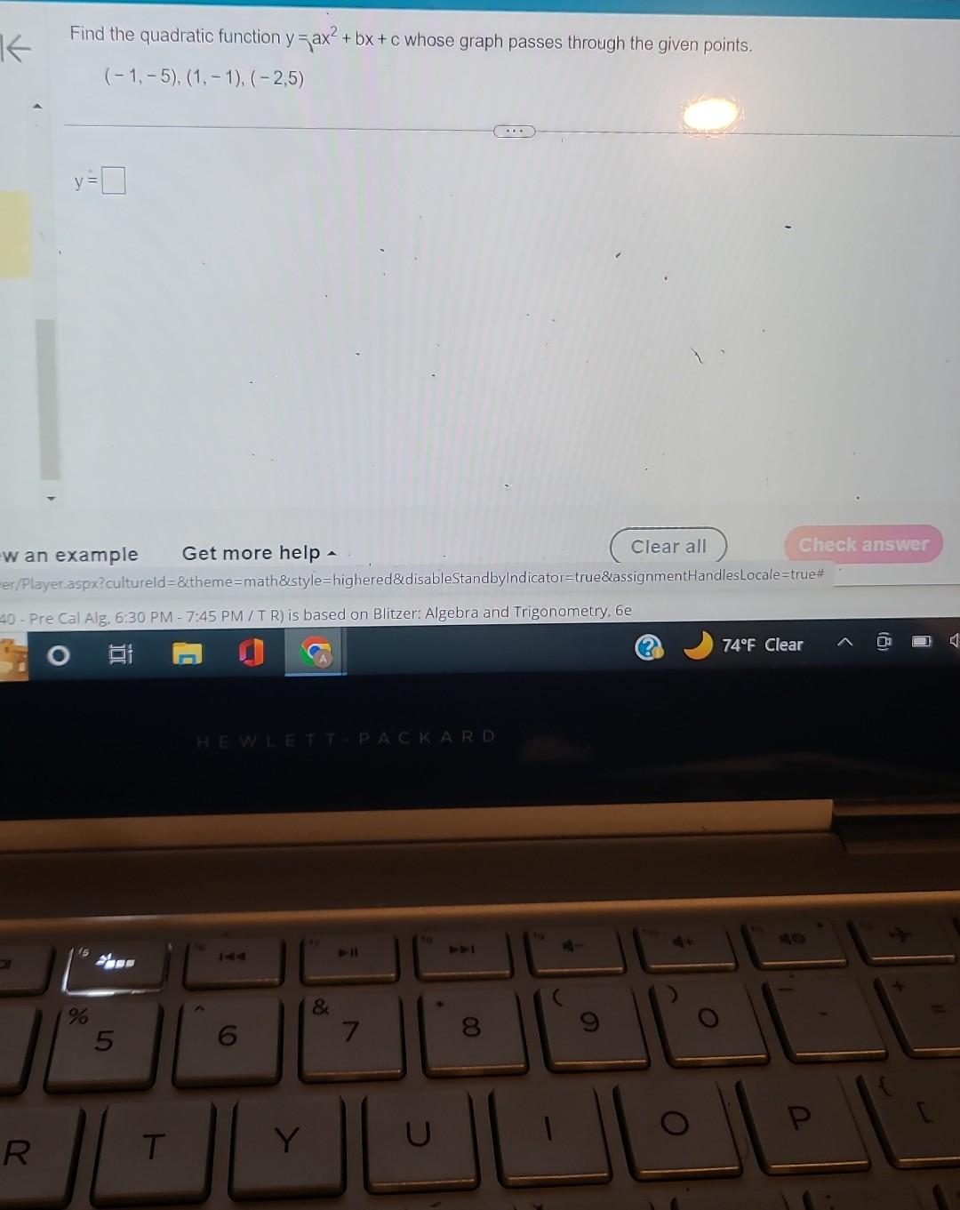 Solved Find the quadratic function y=ax2+bx+c whose graph | Chegg.com