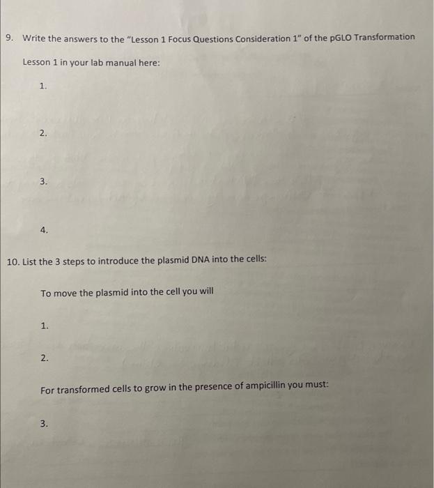 Solved 9. Write the answers to the "Lesson 1 Focus Questions | Chegg.com