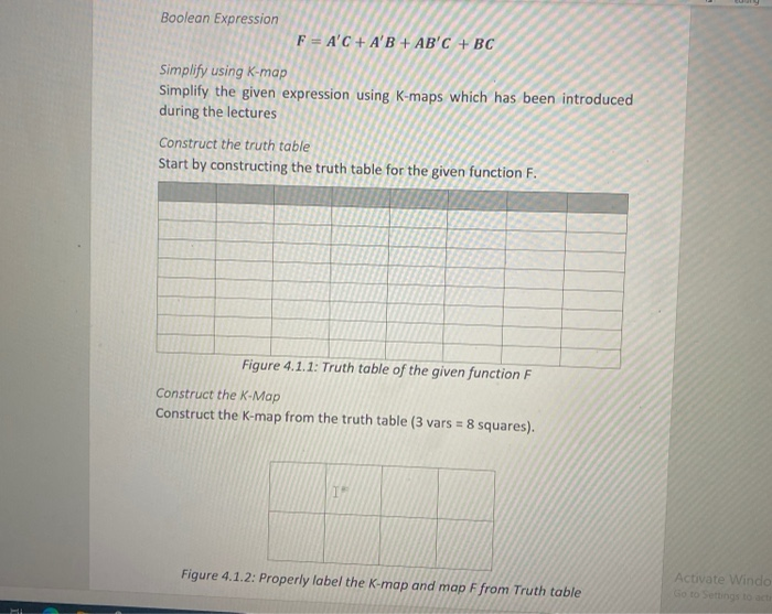Solved Boolean Expression F = A'C + A'B + AB'C + BC Simplify | Chegg.com
