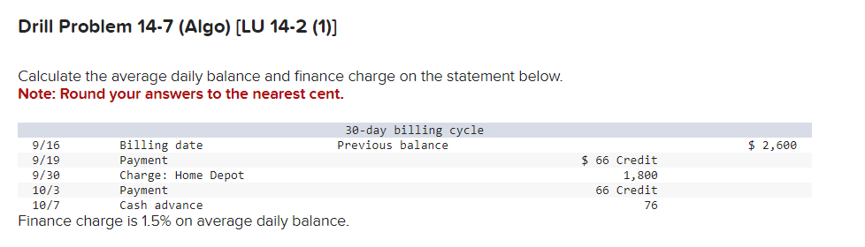 Solved Drill Problem 14-7 (Algo) [LU 14-2 (1)]Calculate the | Chegg.com