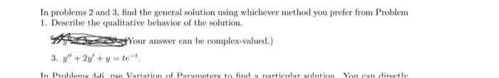Solved In problems 2 and 3 , find the general solution using | Chegg.com