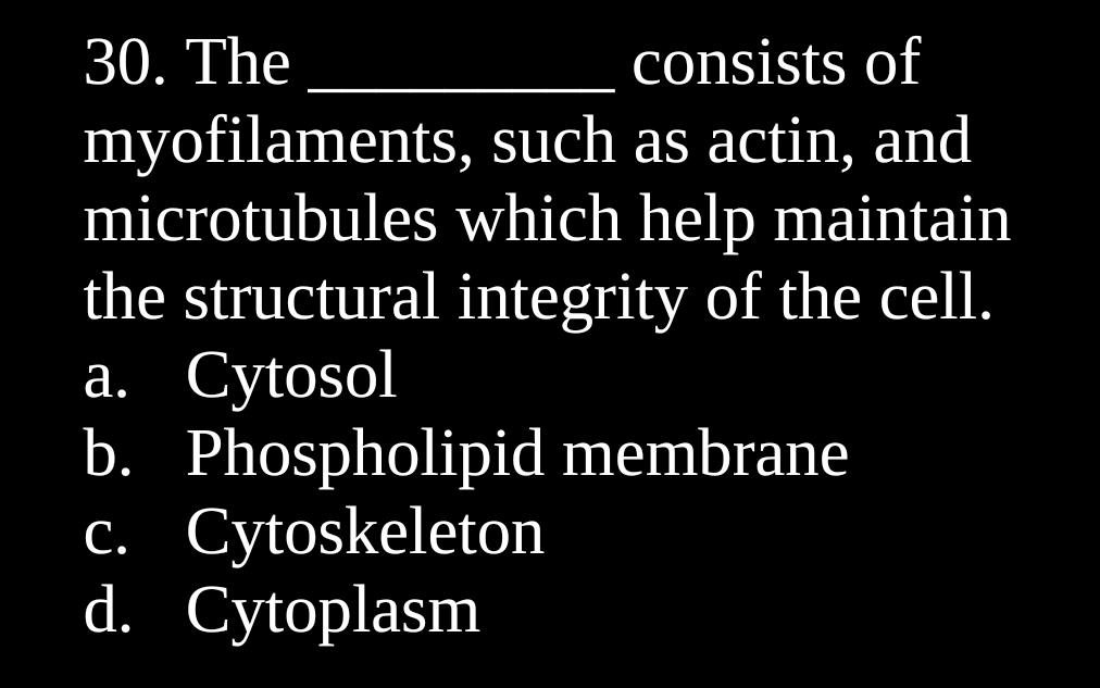 Solved The consists of myofilaments, such as actin, and | Chegg.com
