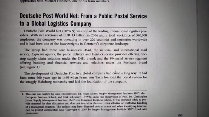 Solved 25 Deutsche Post World Net: Leveraging Procurement | Chegg.com