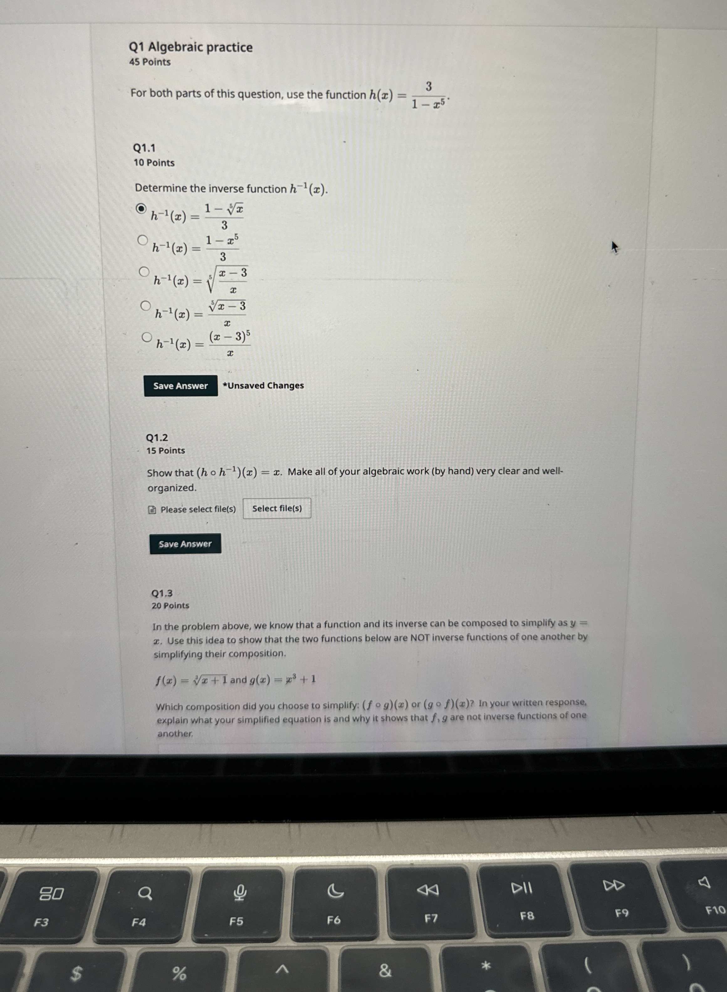 Solved Q1 ﻿Algebraic practice45 ﻿PointsFor both parts of | Chegg.com